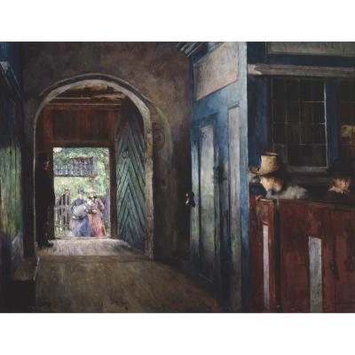 Christening in Tanum Church by Harriet Backer