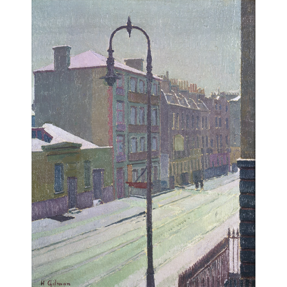 London Street Scene in Snow by Harold Gilman